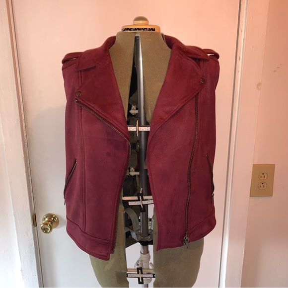 Philosophy | Jackets & Coats | Magenta Suede Moto Vest | Poshmark